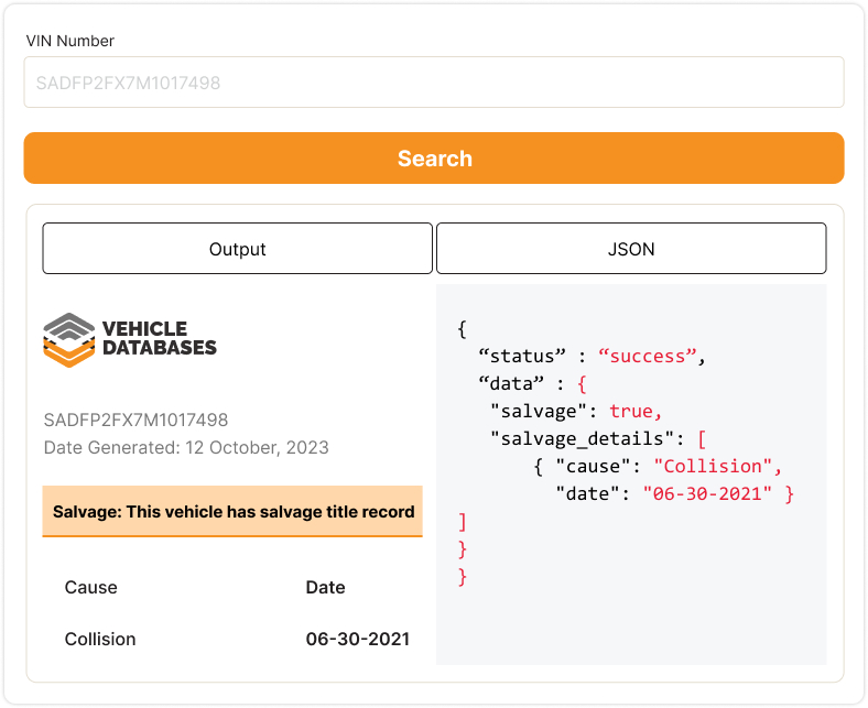VIN Title Check API: Business Salvage & Rebuilt Title Checks